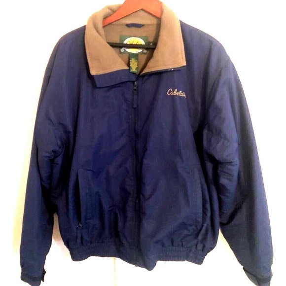 Cabela's | Jackets & Coats | Cabelas Mens Bomber Jacket Blue Brown Zipped Pockets Collared ...
